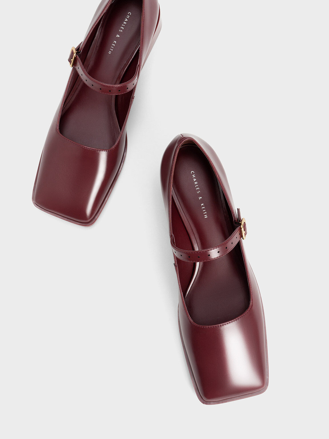 Maroon Square-Toe Mary Jane Pumps - CHARLES & KEITH SA Maroon Square-Toe Mary Jane Pumps - CHARLES & KEITH SA