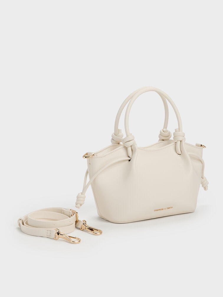 Cream Sammie Knotted-Handle Tote Bag - Cream - Bags - CHARLES & KEITH SA