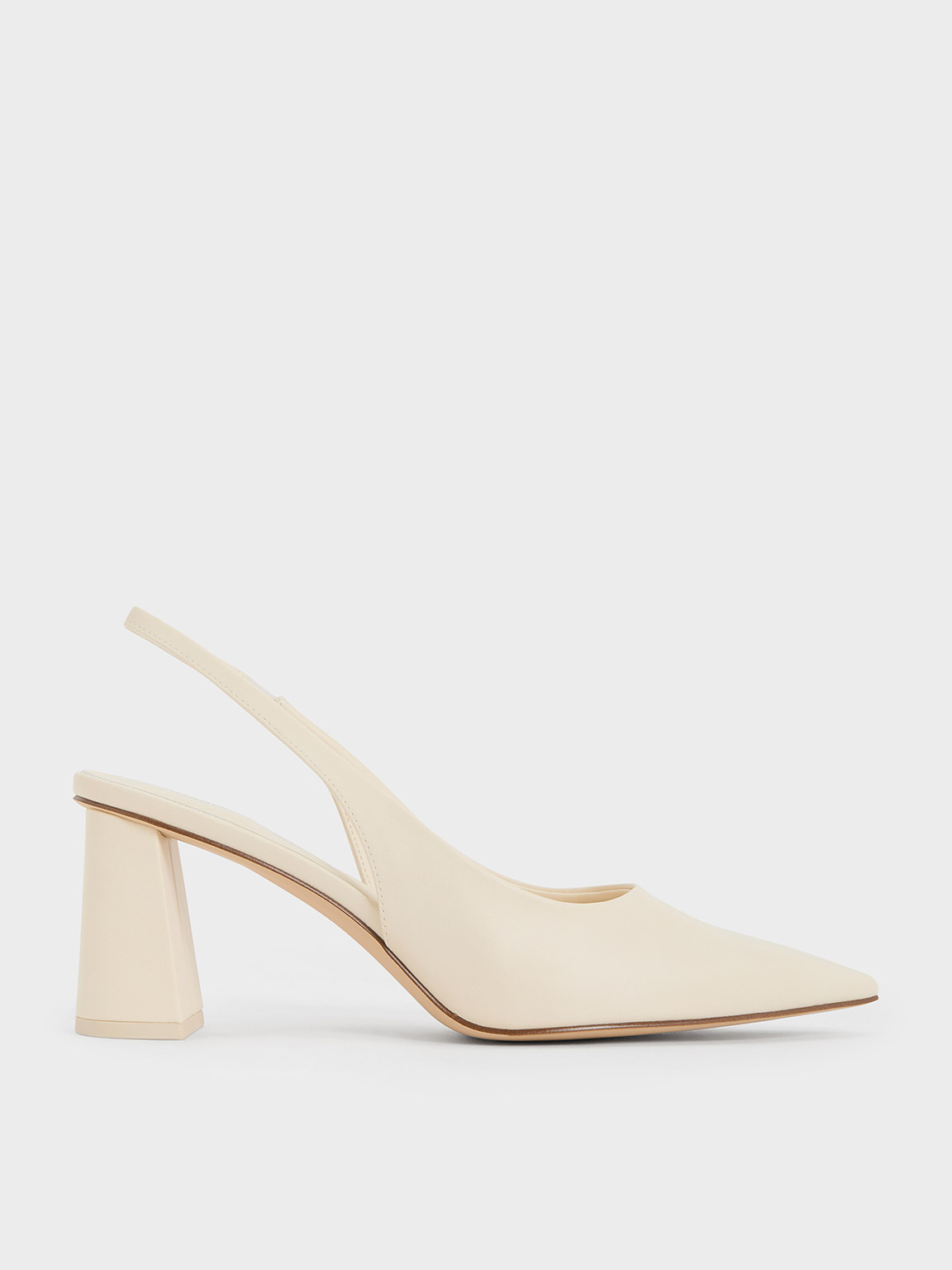 Chalk Teagan Trapeze Heel Slingback Pumps - Chalk - Shoes - CHARLES ...