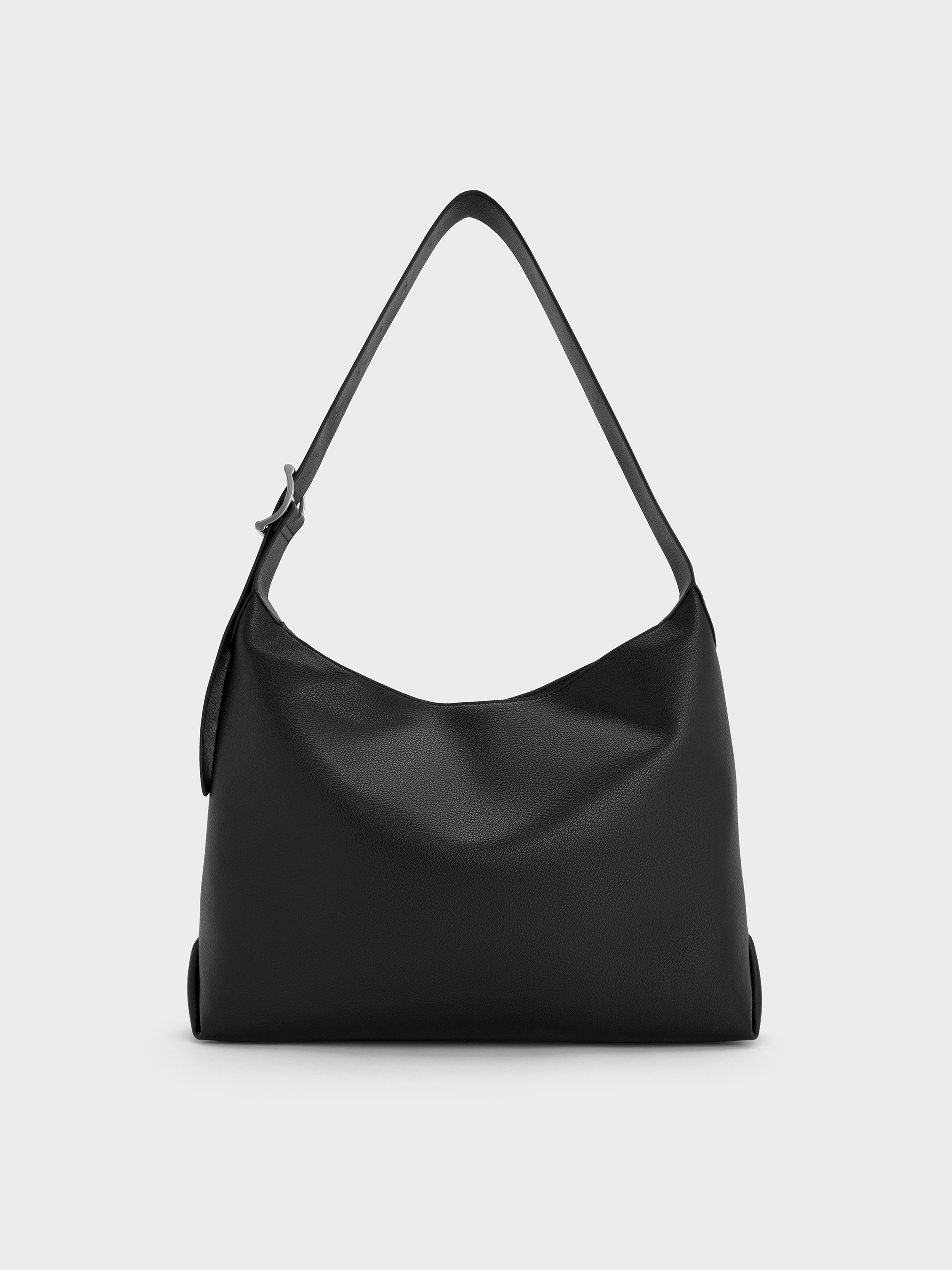 Noir Larsen Buckle-Strap Hobo Bag - Noir - Bags - CHARLES & KEITH SA