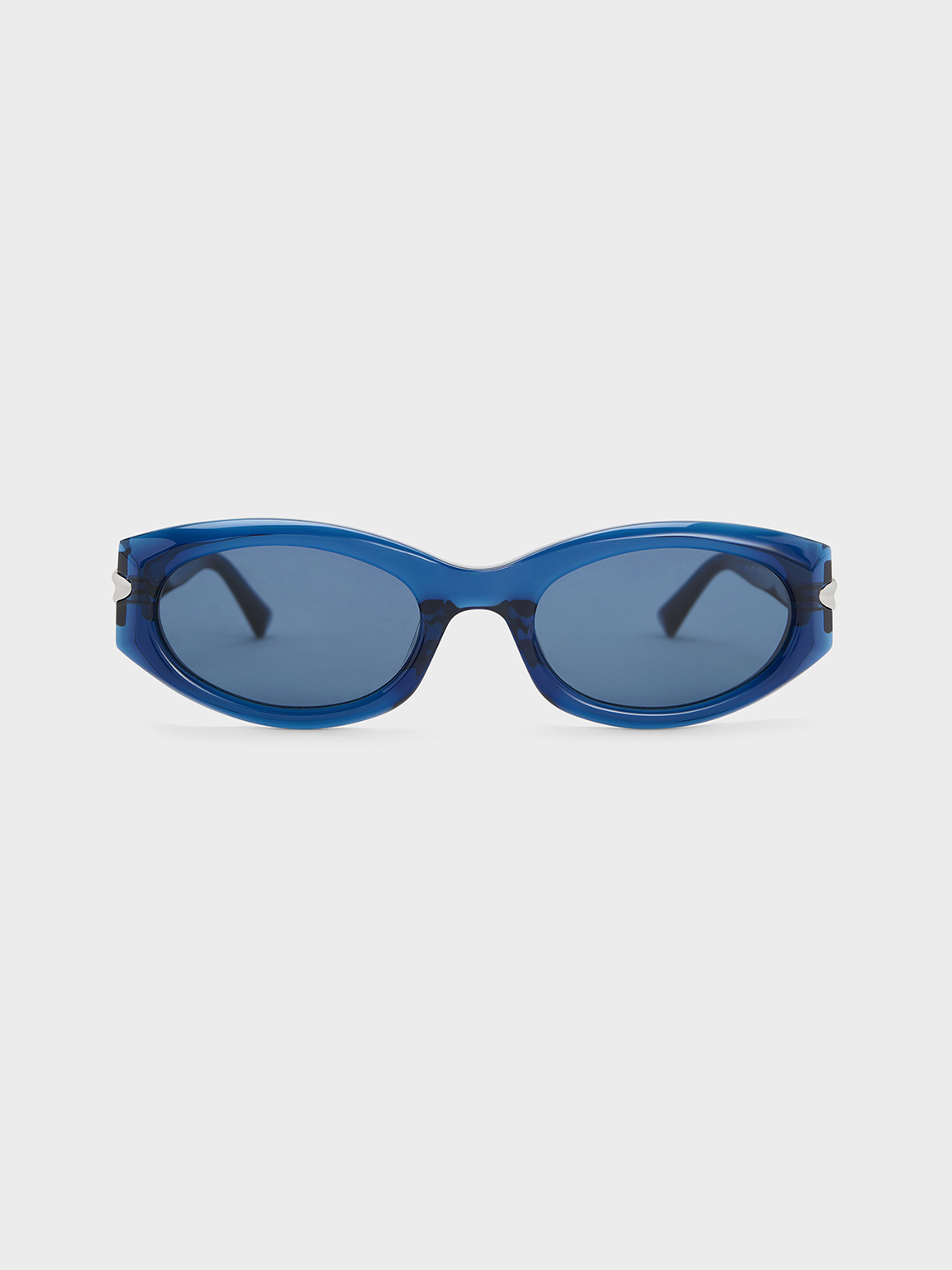 Blue Edie Oval Sunglasses - Blue - Accessories - CHARLES & KEITH SA