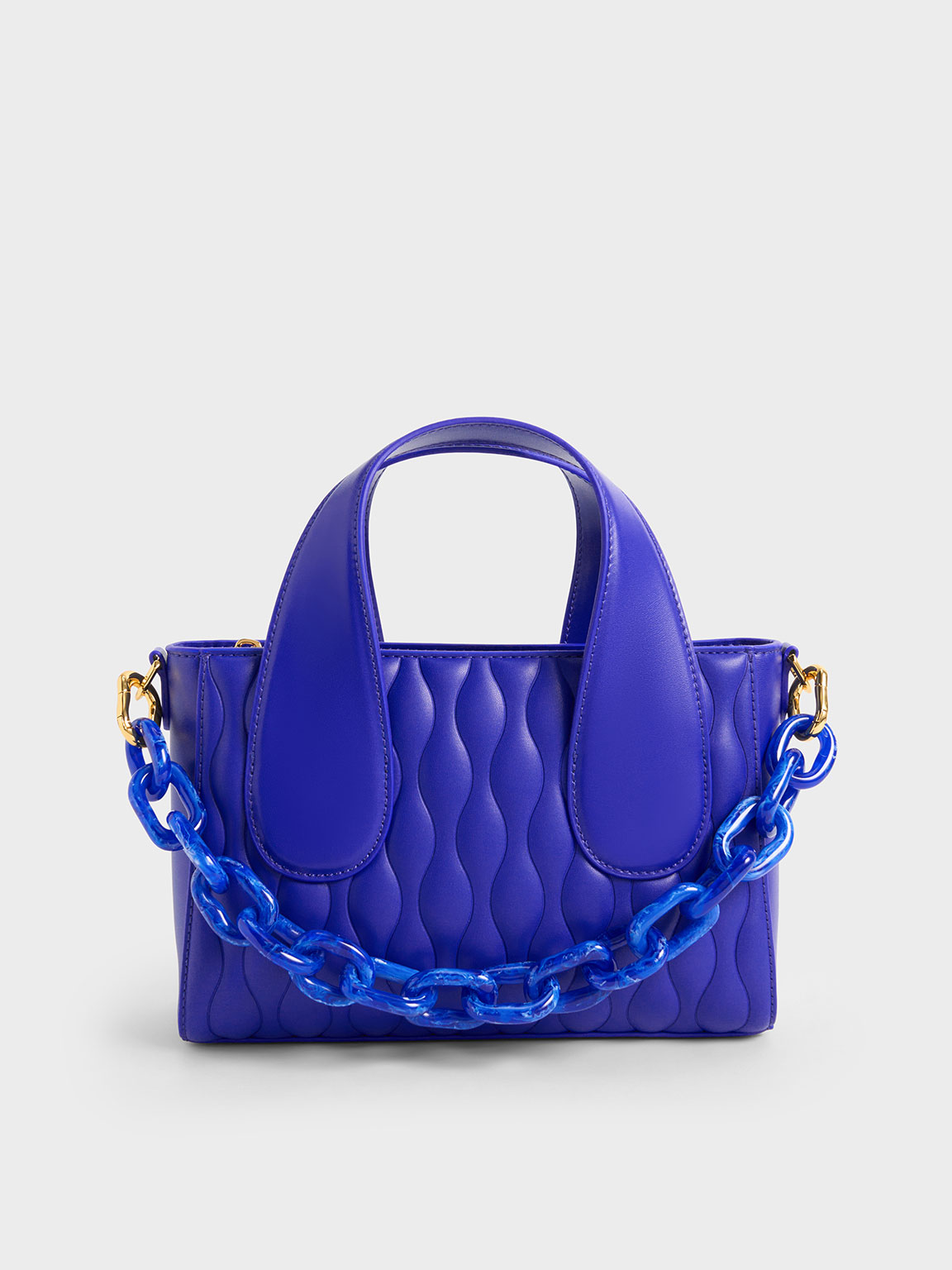 Cobalt Iva Textured Tote Bag - CHARLES & KEITH SA