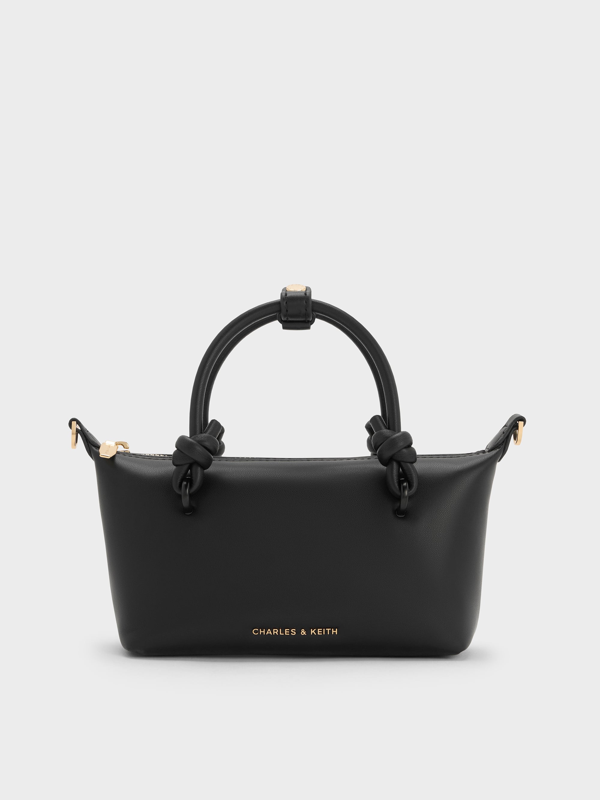 Black Sammie Knotted-Handle Tote Bag - Black - CHARLES & KEITH SA