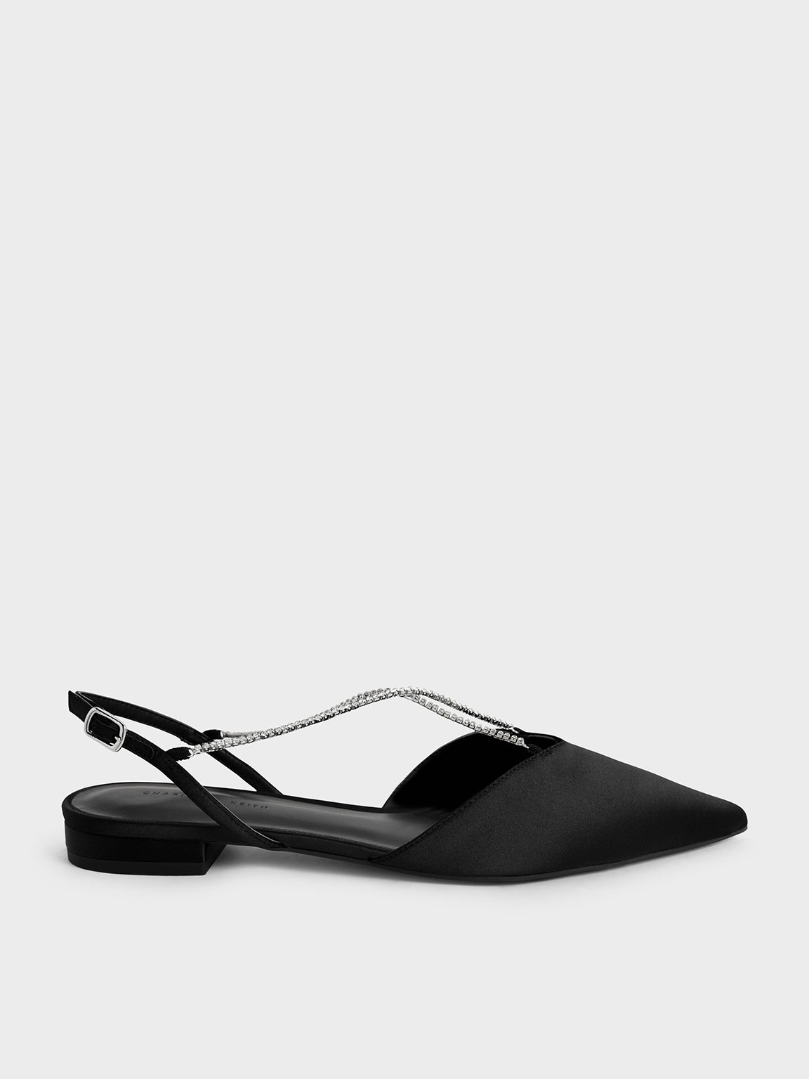 Black Adel Recycled Polyester Gem-Embellished Slingback Ballerinas ...