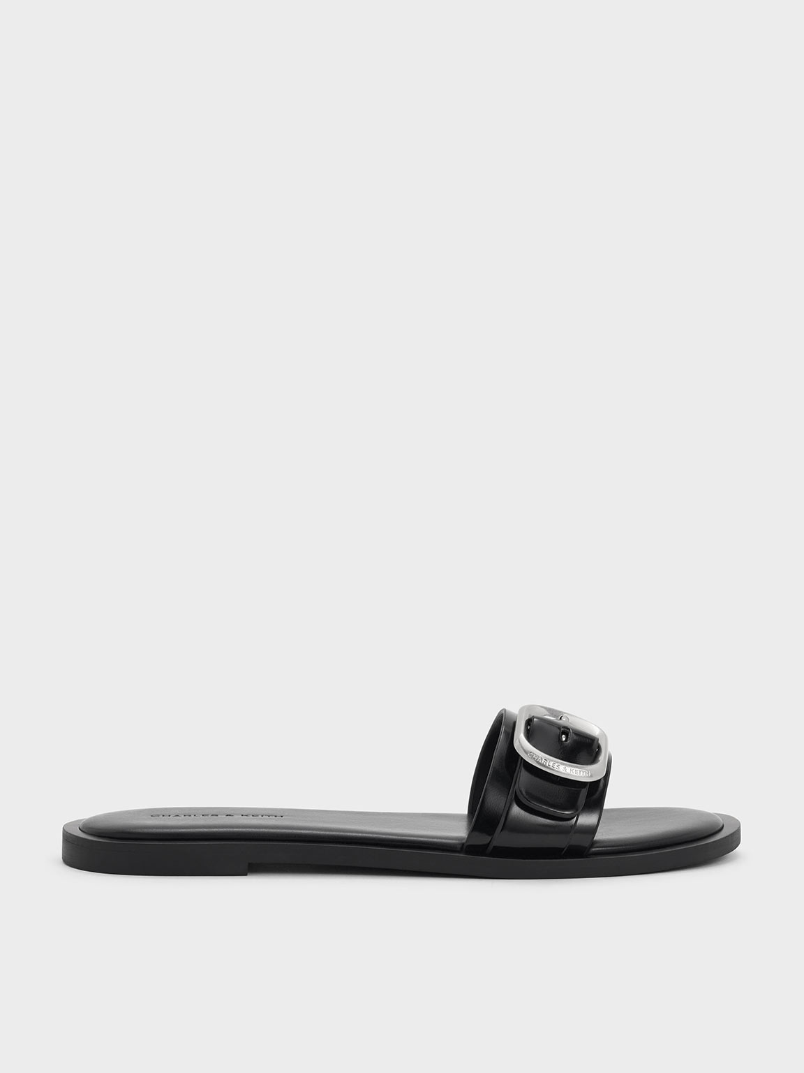 Black Box Buckle-Strap Slide Sandals - CHARLES & KEITH SA