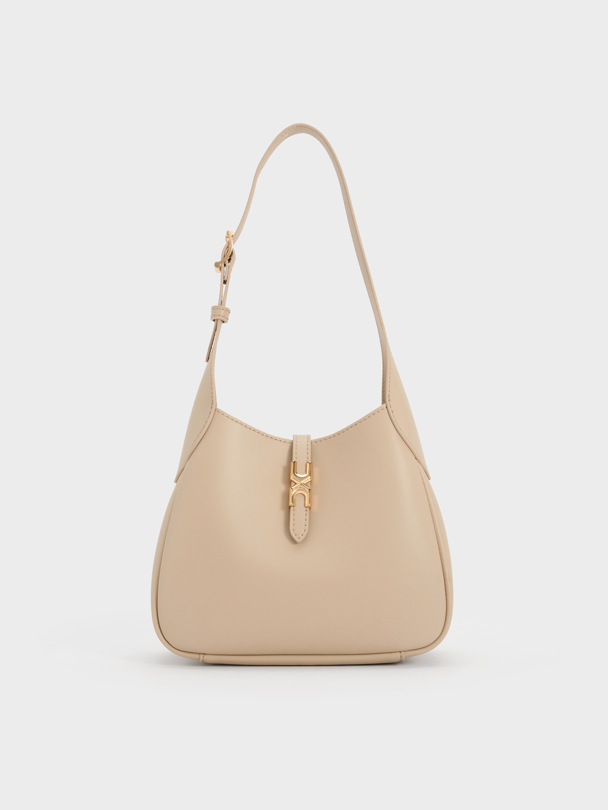 Dusted Oat Mini Adalyn Metallic-Buckle Belted Hobo Bag - Dusted Oat ...