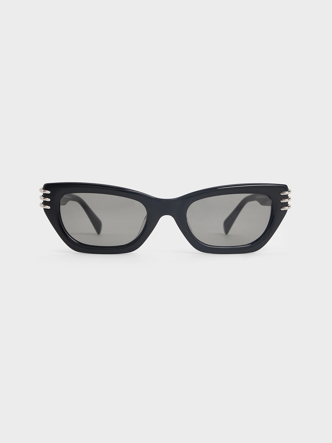 Noir Recycled Acetate Metallic-Accent Angular Cat-Eye Sunglasses - Noir ...
